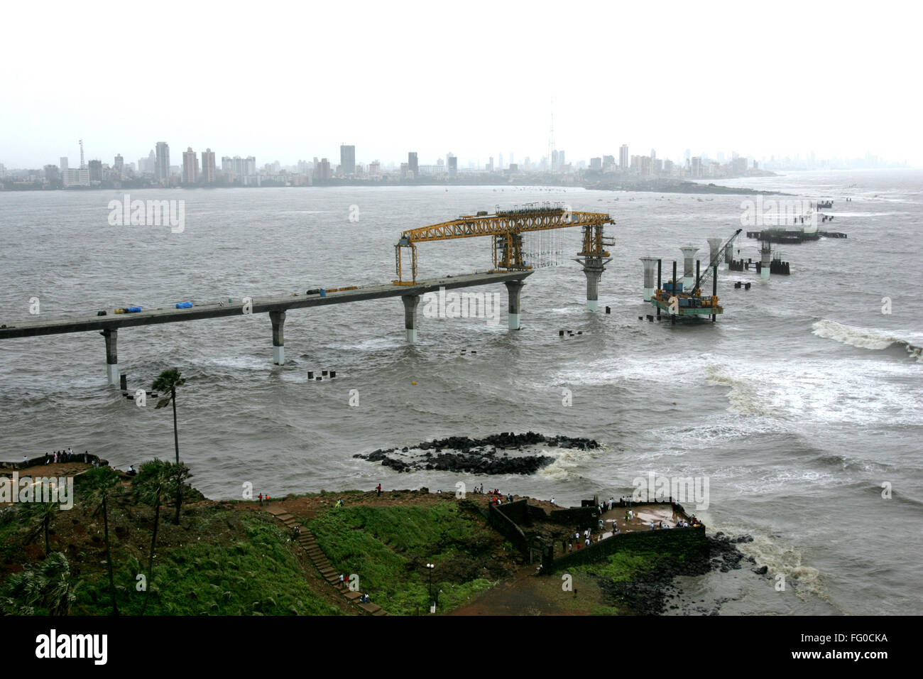 An aerial view of Bandra Band Stand and the construction site Bandra ...