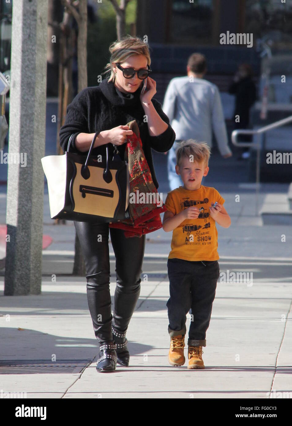Hilary Duff out with her son, Luca, on a sunny day in Beverly Hills ...