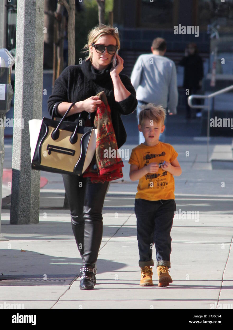 Hilary Duff out with her son, Luca, on a sunny day in Beverly Hills ...
