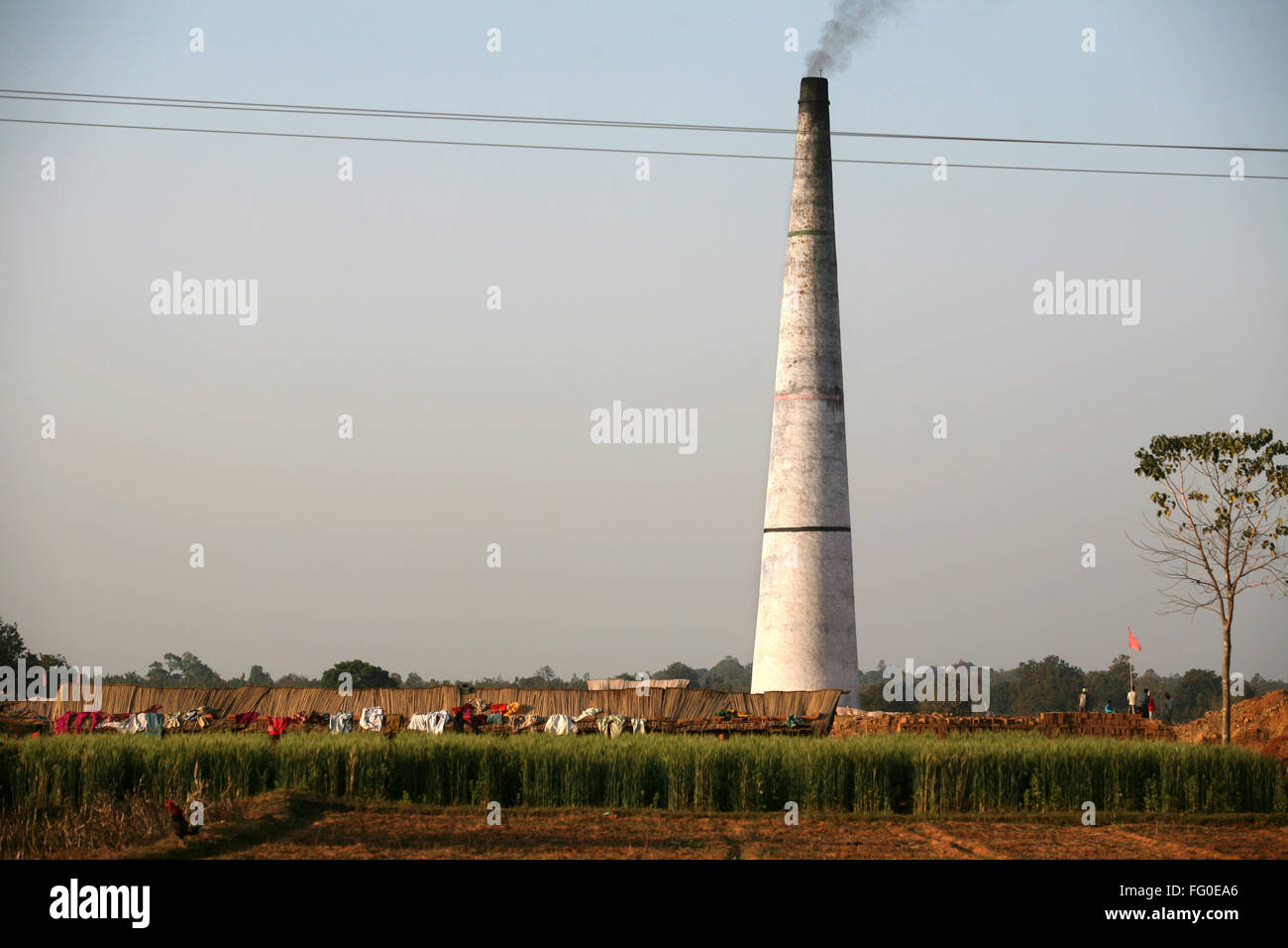 Brick factory chimney, brick manufacturing, brickworks, Jharkhand ...