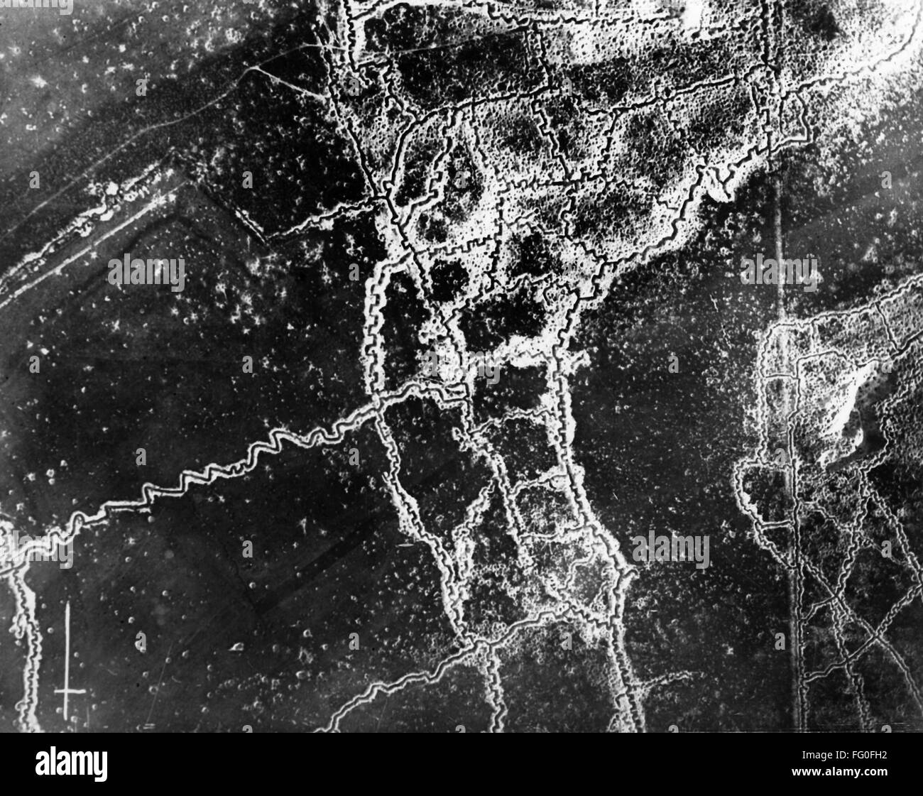 WORLD WAR I: TRENCHES. /nAerial view of trenches and no man's land in ...