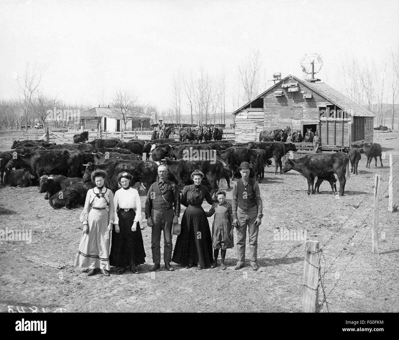NEBRASKA: SETTLERS, 1901. /nMose Smith and his family on their ranch ...