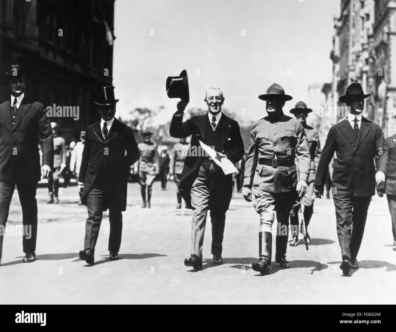 RED CROSS PARADE, c1917. /nU.S. President Woodrow Wilson (center ...