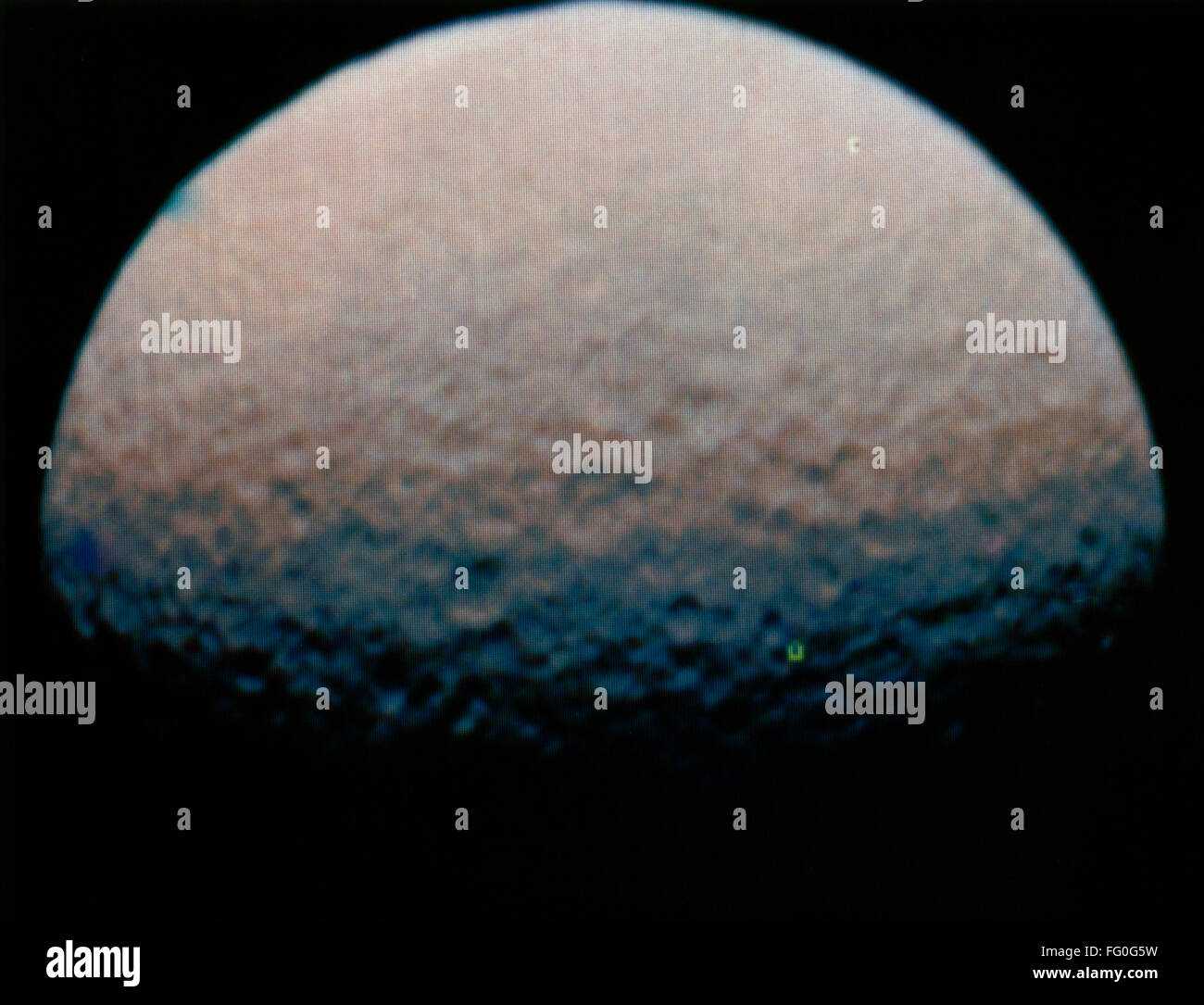 SATURN: MOON, 1980. /nThe cratered surface of Tethys, a moon of Saturn ...