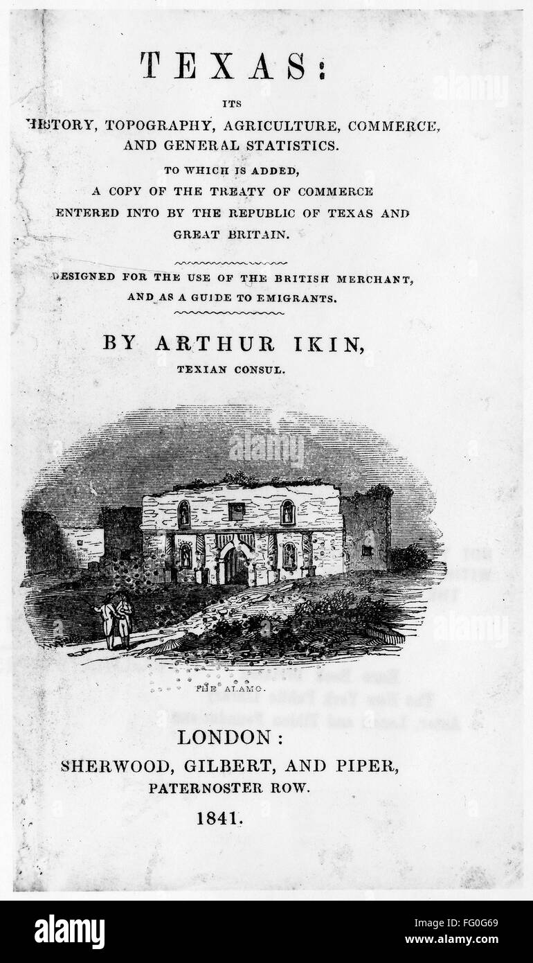 TEXAS: GUIDEBOOK, 1841. /nTitle page to 'Texas: Its History, Topography ...