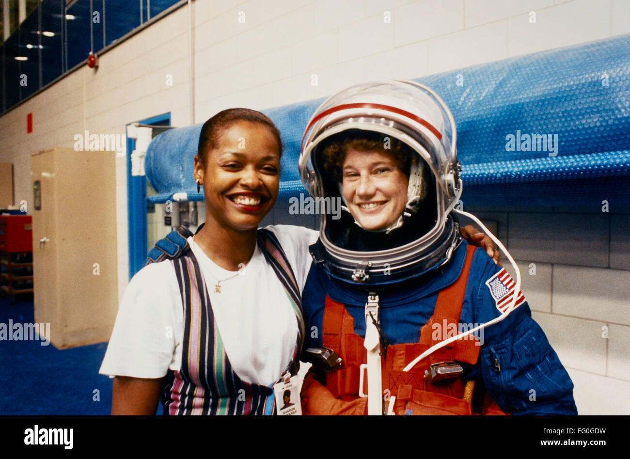 SUSAN HELMS (1958- ). /nAmerican astronaut. Photographed with Sharon ...
