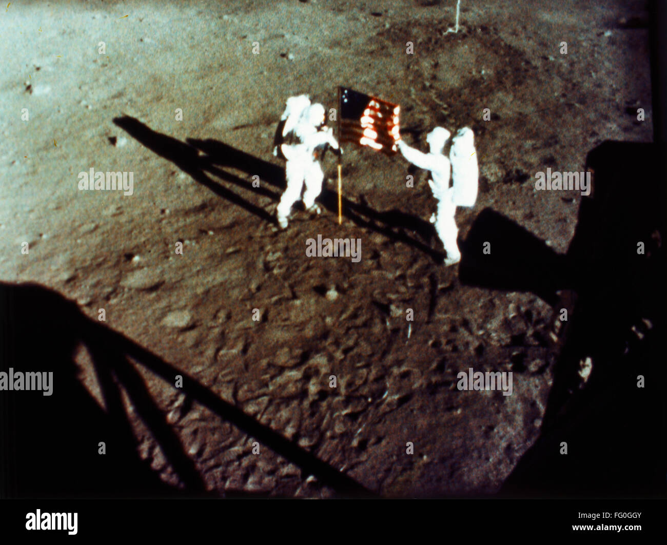 APOLLO 11: FLAG, 1969. /nAstronauts Neil Armstrong (left) and Edwin ...