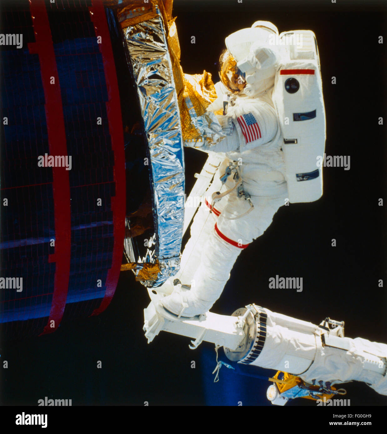 SPACE: ASTRONAUTS, 1984. /nAstronaut Joseph P. Allen retrieving the ...