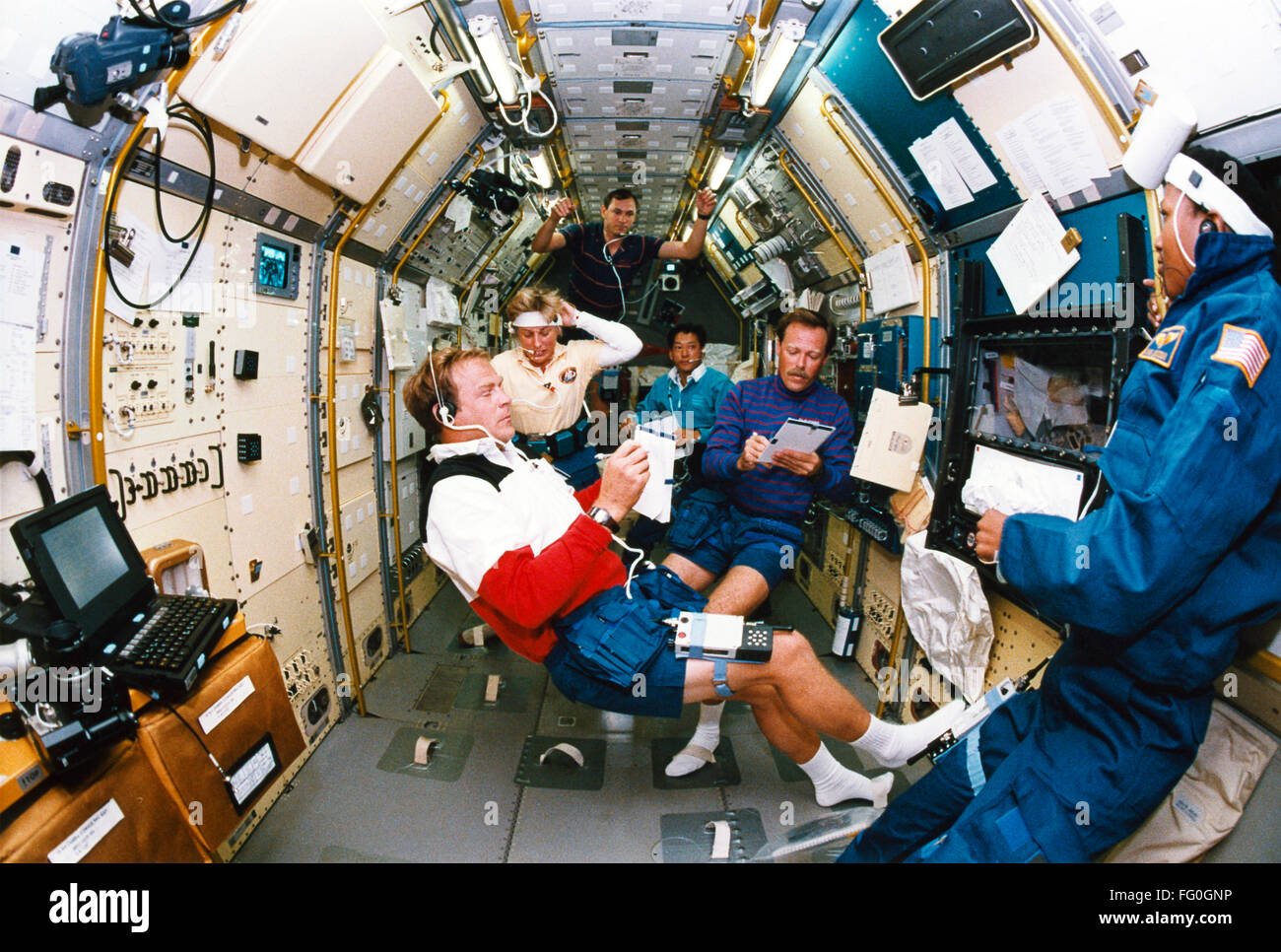 SPACE SHUTTLE CREW, 1992. /nThe crew of the STS-47 mission on board the ...