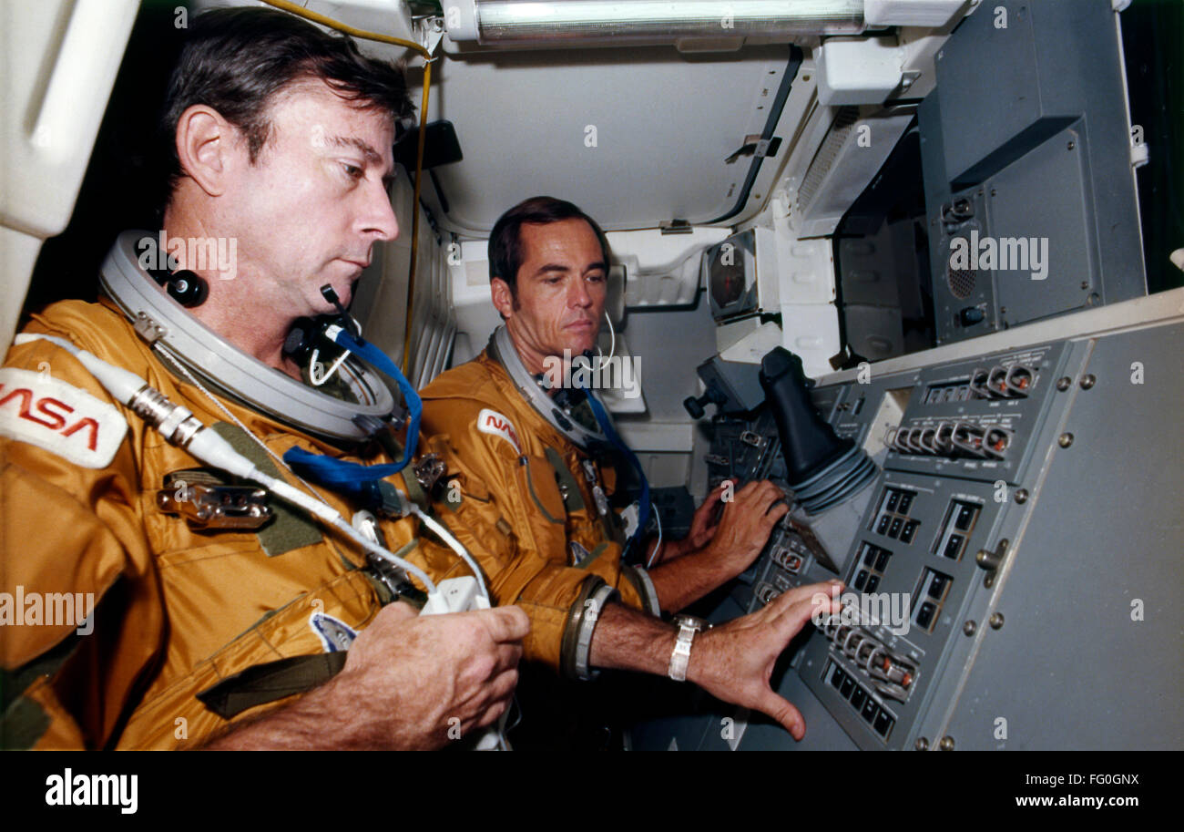SPACE: ASTRONAUTS, 1980. /nAstronauts John Young and Robert Crippen in ...