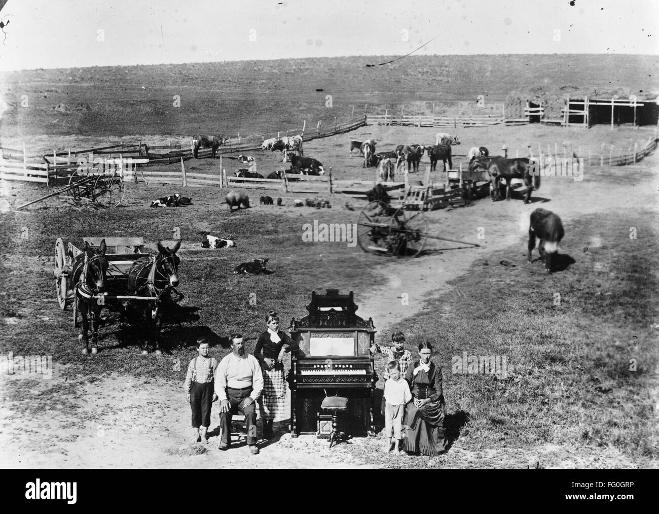 NEBRASKA: FRONTIER FAMILY. /nThe family of David Hilton posing next to ...