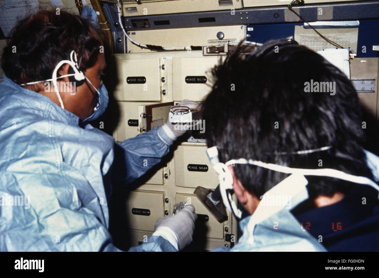 SPACE: ASTRONAUTS, 1985. /nAstronaut Norman Thagard and Lodewijk van ...
