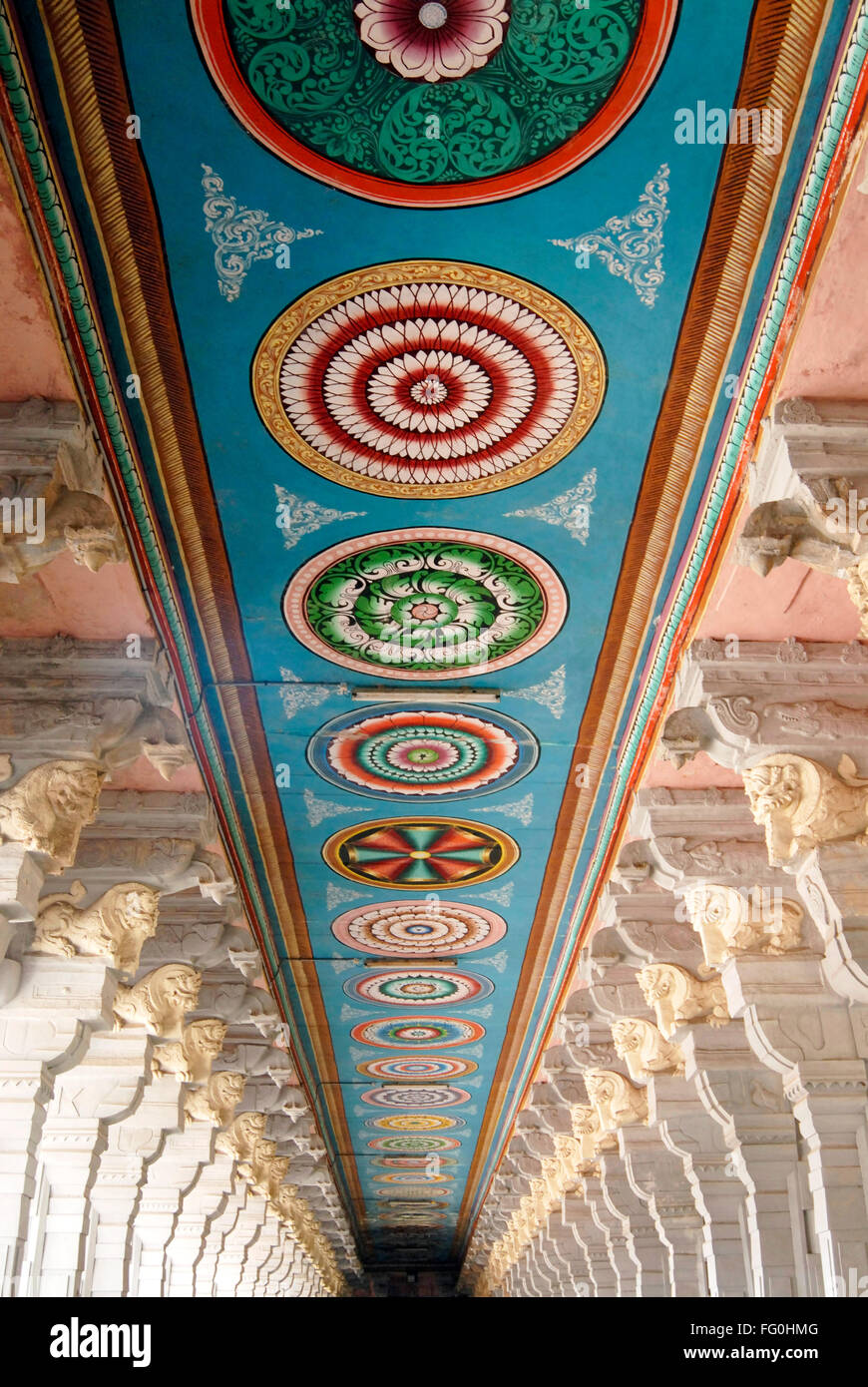 Top of gorgeous columns and Colourfully painted ceiling of ...