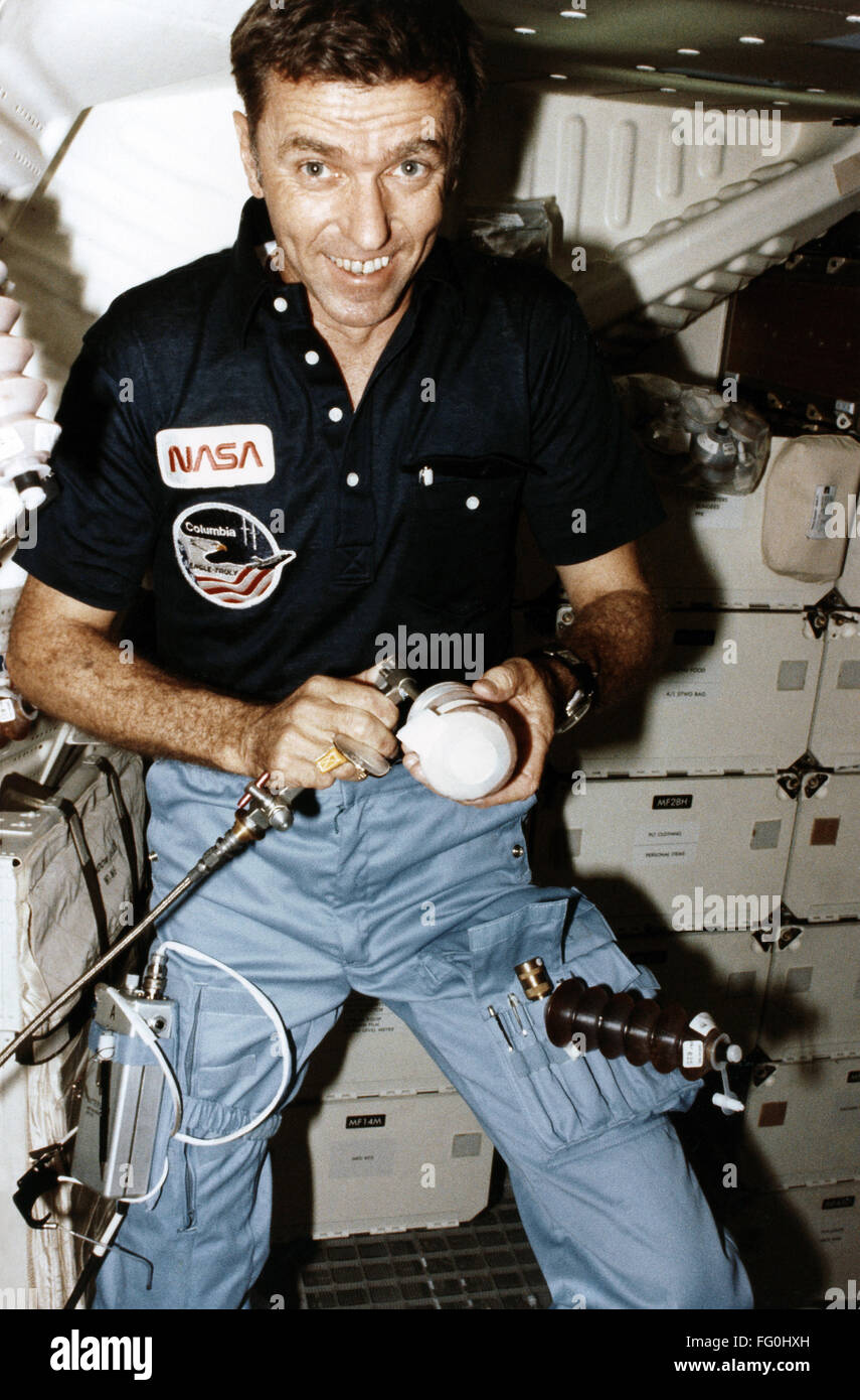 JOE ENGLE (1932- ). /nAmerican astronaut. Photographed preparing a ...