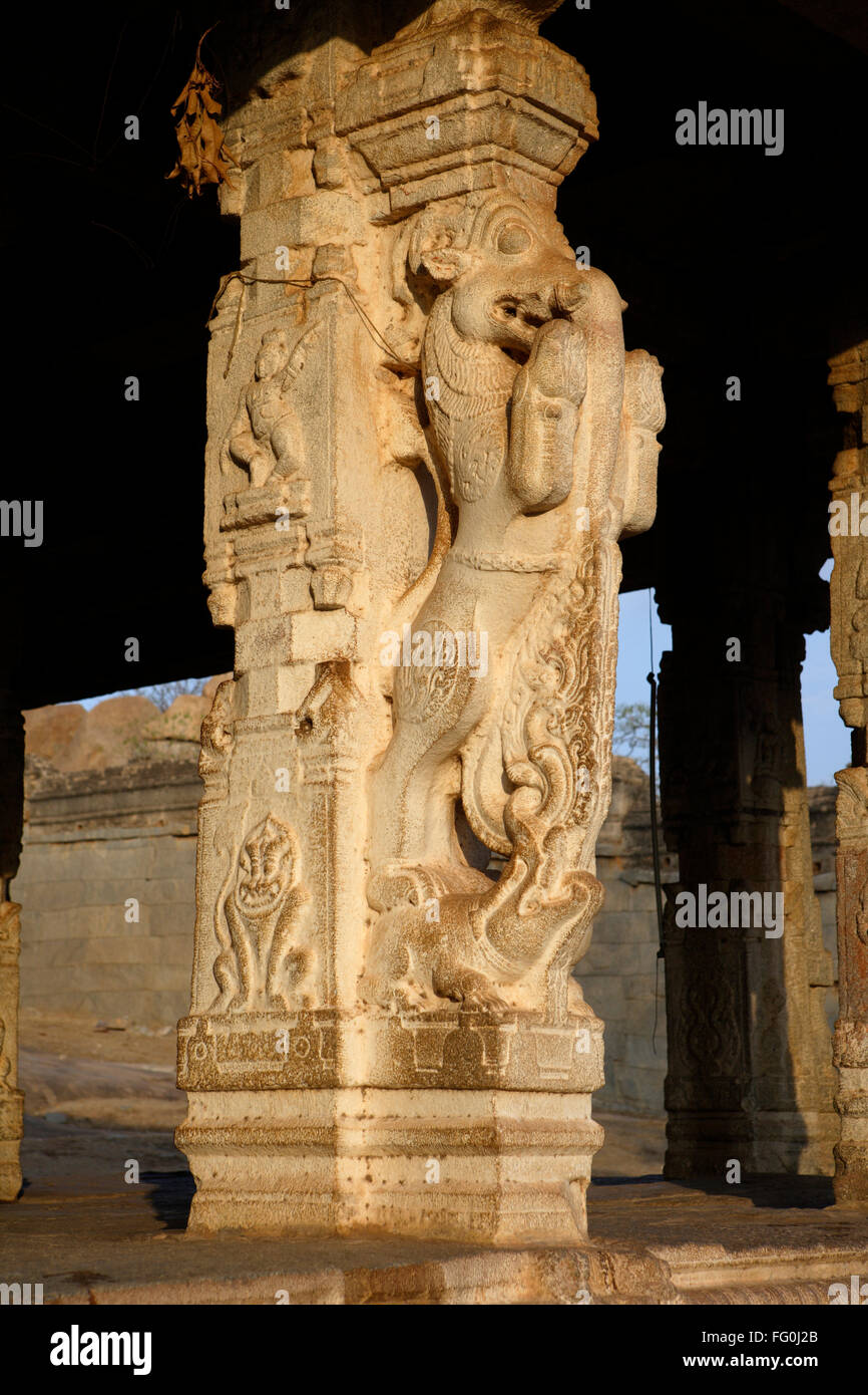 Carved statues pillars Raghunatha temple Malyavanta hill Hampi ...
