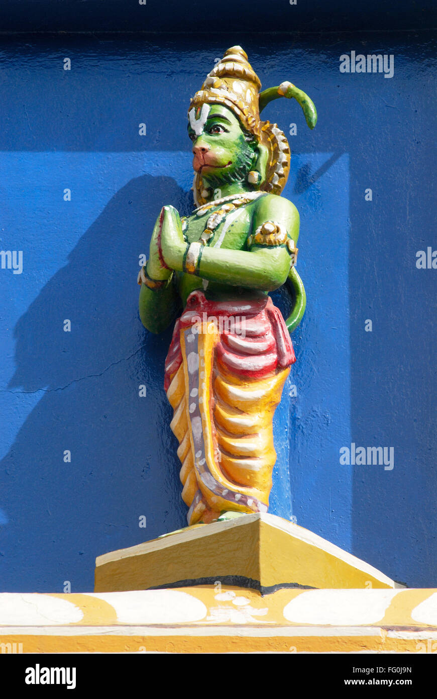 Richly decorated statue lord Hanuman Namaskar posture Sri ...
