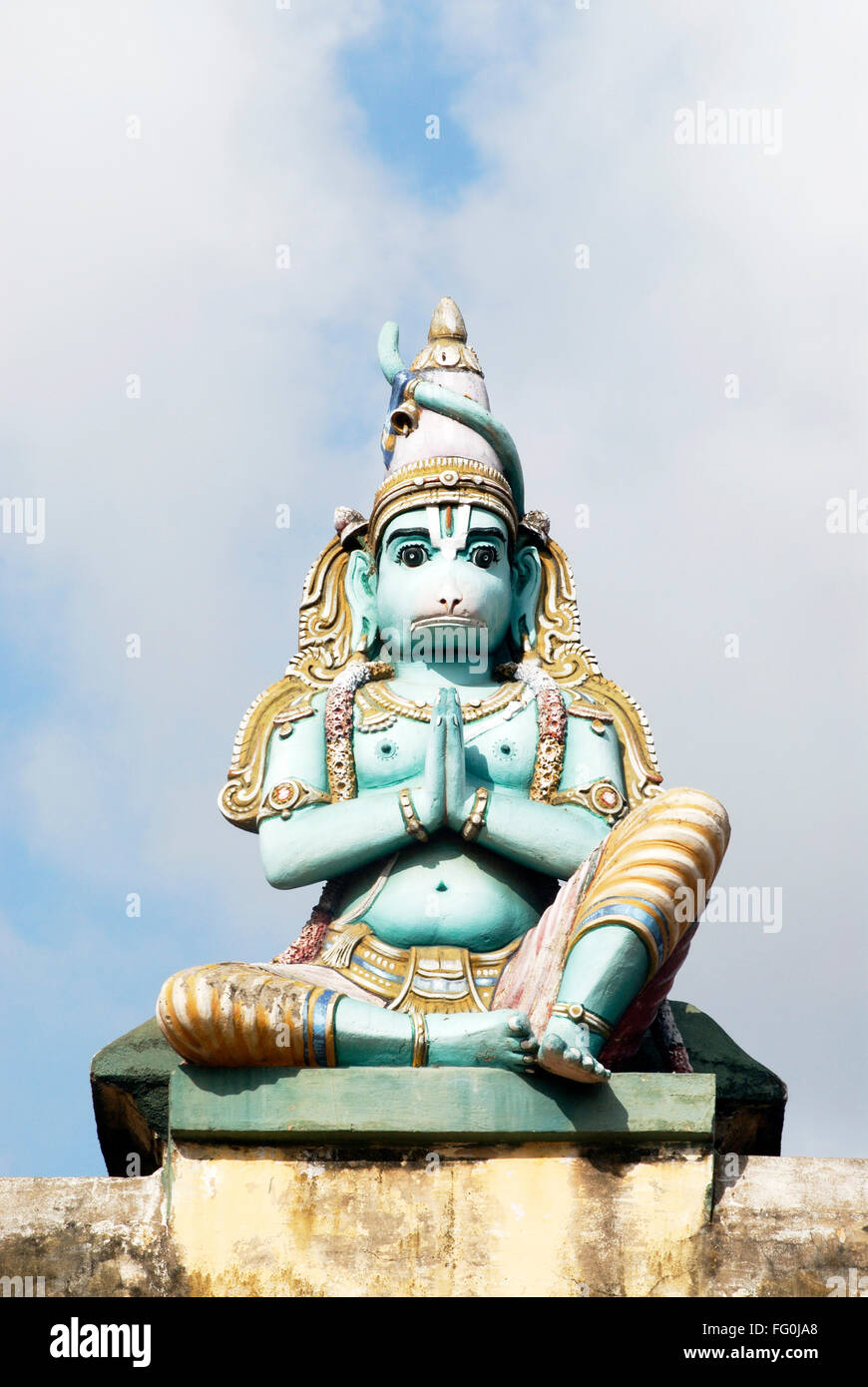 Richly decorated statue of lord Hanuman Namaskar posture Sri ...