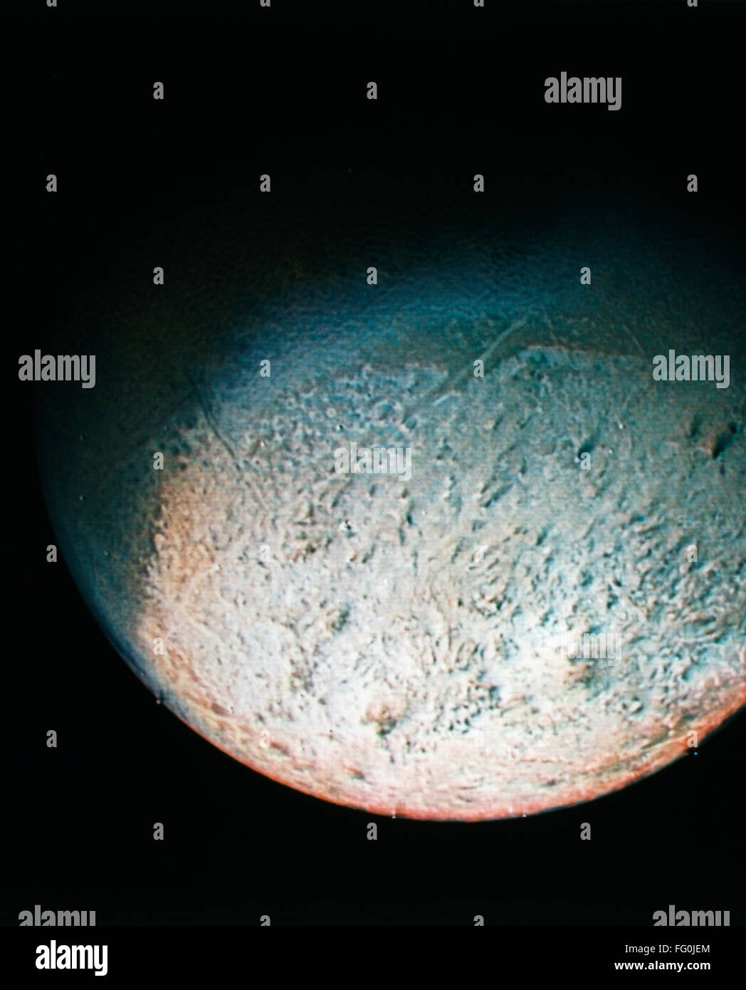 NEPTUNE: MOON, 1989. /nFalse-color composite photograph of Triton, a large moon of the planet ...