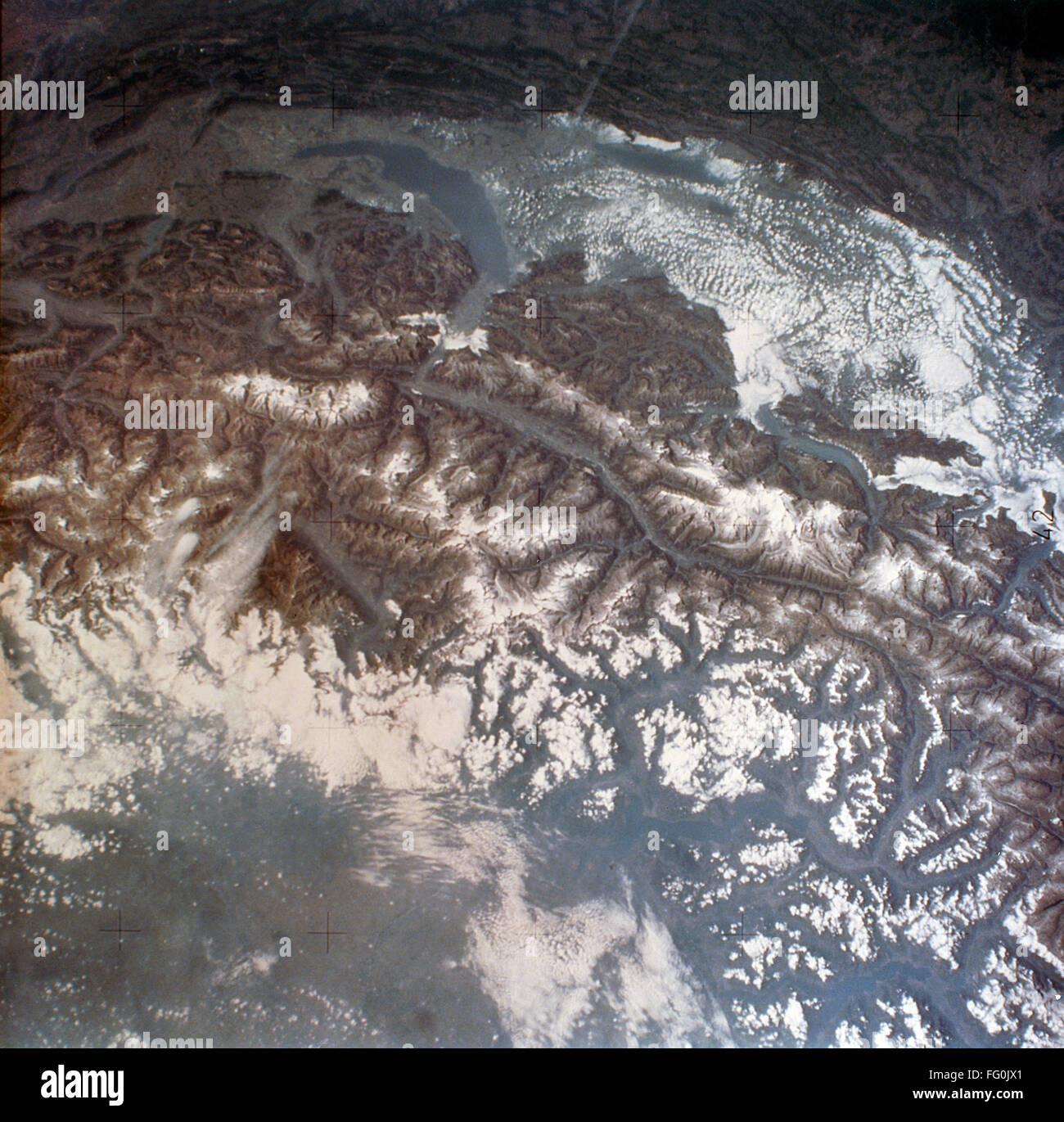 EARTH FROM SPACE, 1973. /nView of the Alps Mountains area, including ...
