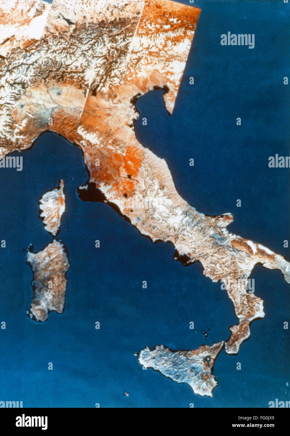 EARTH FROM SPACE. /nView of Italy and surrounding islands in the ...