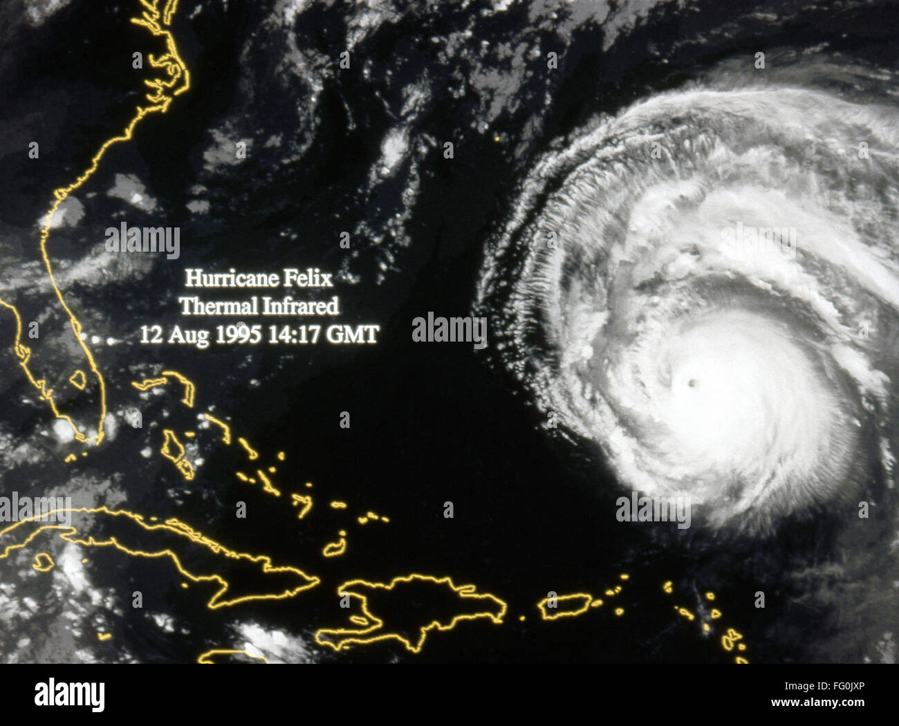 HURRICANE FELIX, 1995. /nWeather satellite image of Hurricane Felix in ...