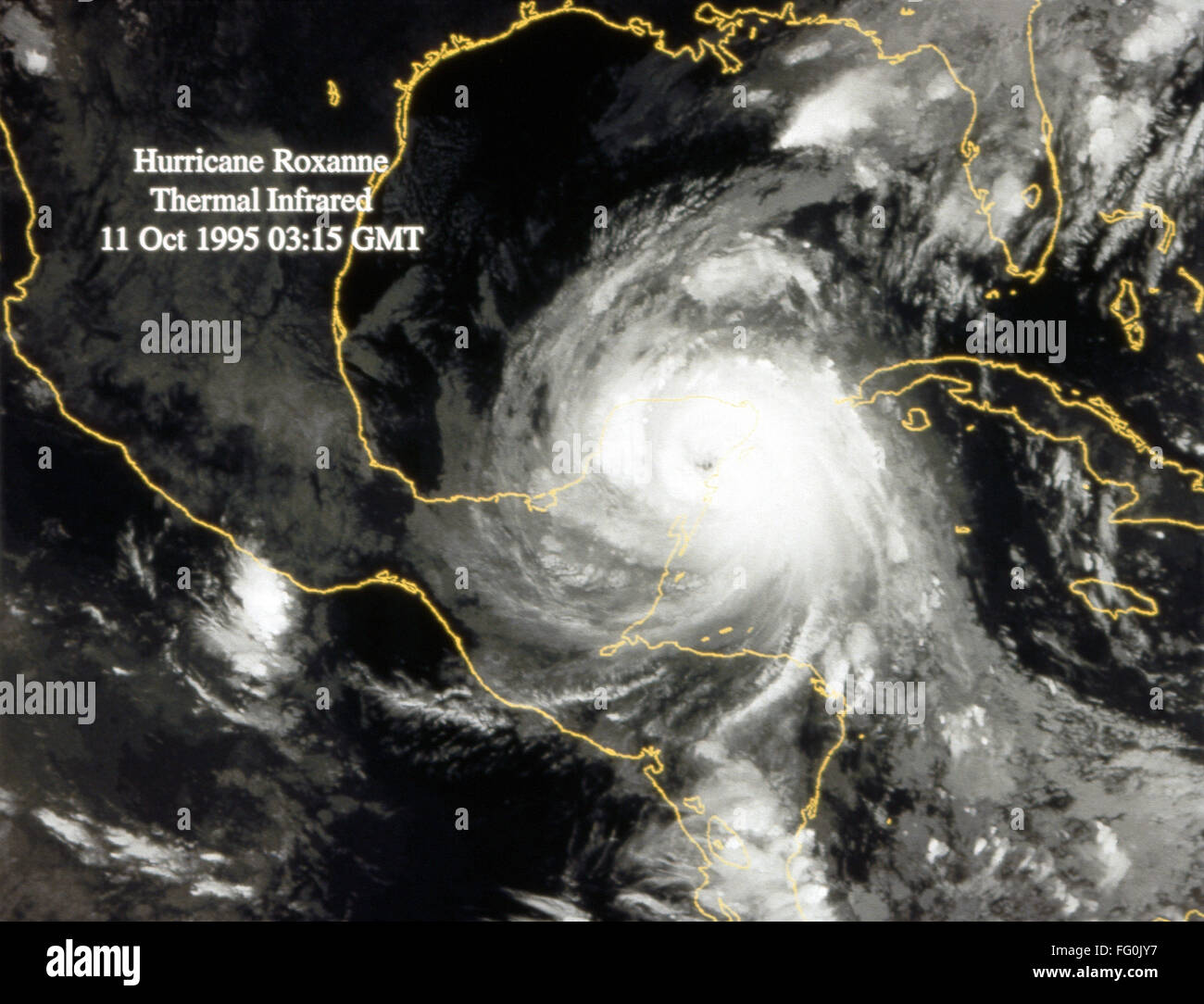 HURRICANE ROXANNE, 1995. /nWeather satellite image of Hurricane Roxanne ...