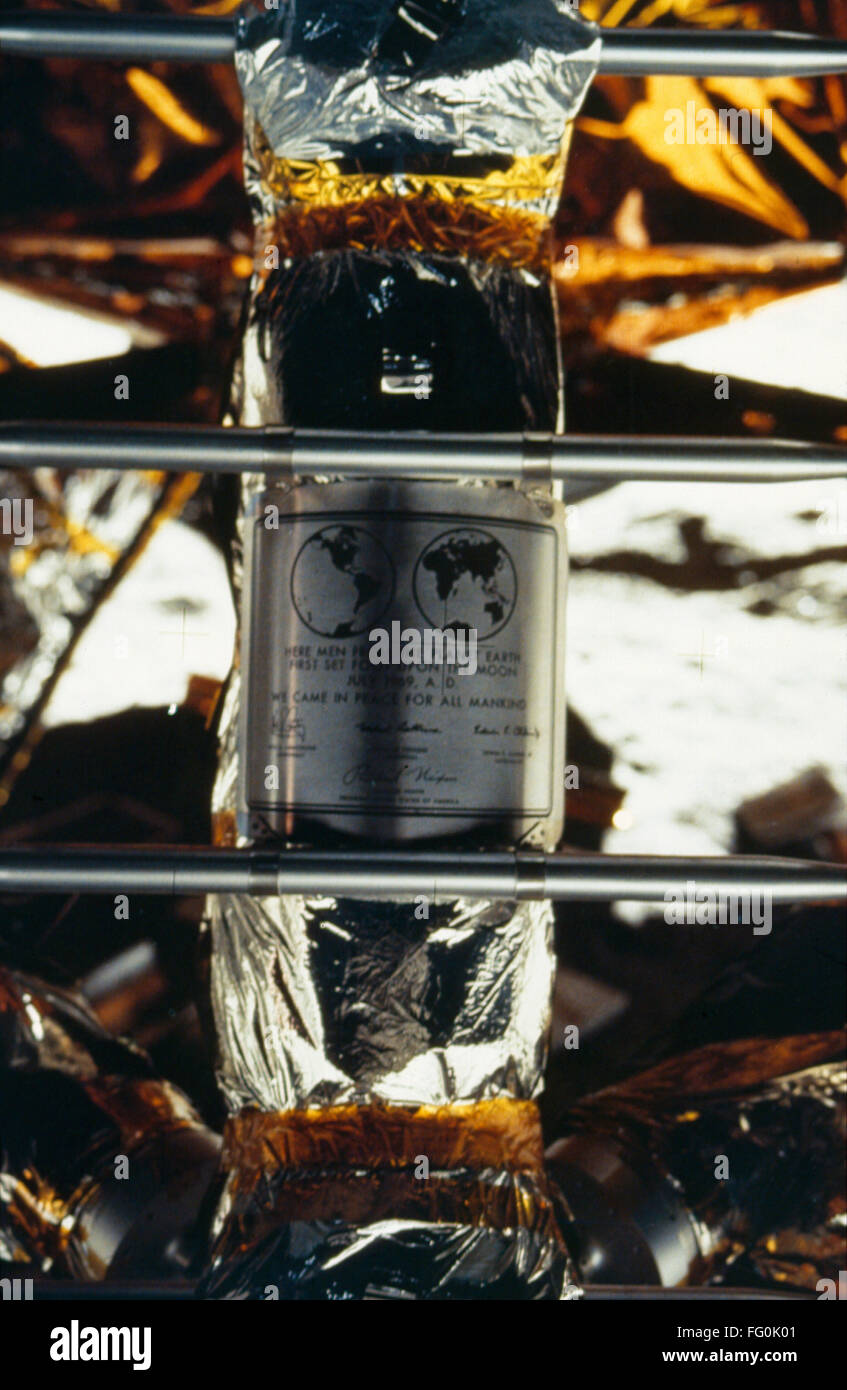 APOLLO 11: PLAQUE, 1969. /nThe plaque left on the moon by the Apollo 11 ...