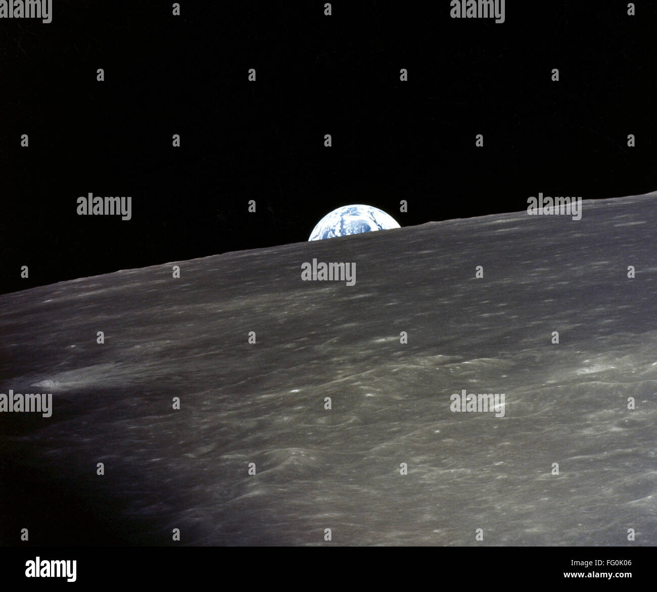 APOLLO 10: EARTHRISE, 1969. /nA view of the earth rising over the moon ...