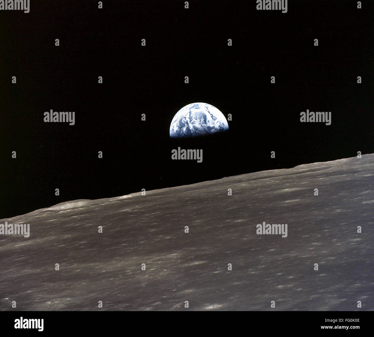 APOLLO 10: EARTHRISE, 1969. /nA view of the earth rising over the moon ...