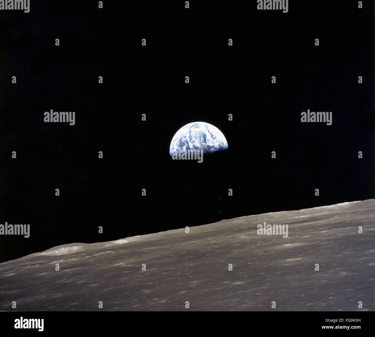 APOLLO 10: EARTHRISE, 1969. /nA view of the earth rising over the moon ...