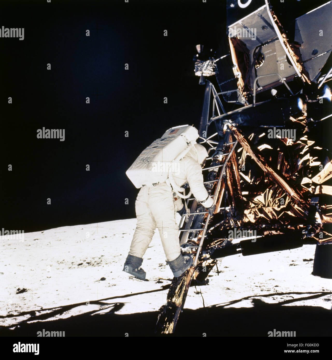 APOLLO 11 LANDING, 1969. /nAstronaut Edwin 'Buzz' Aldrin descending ...