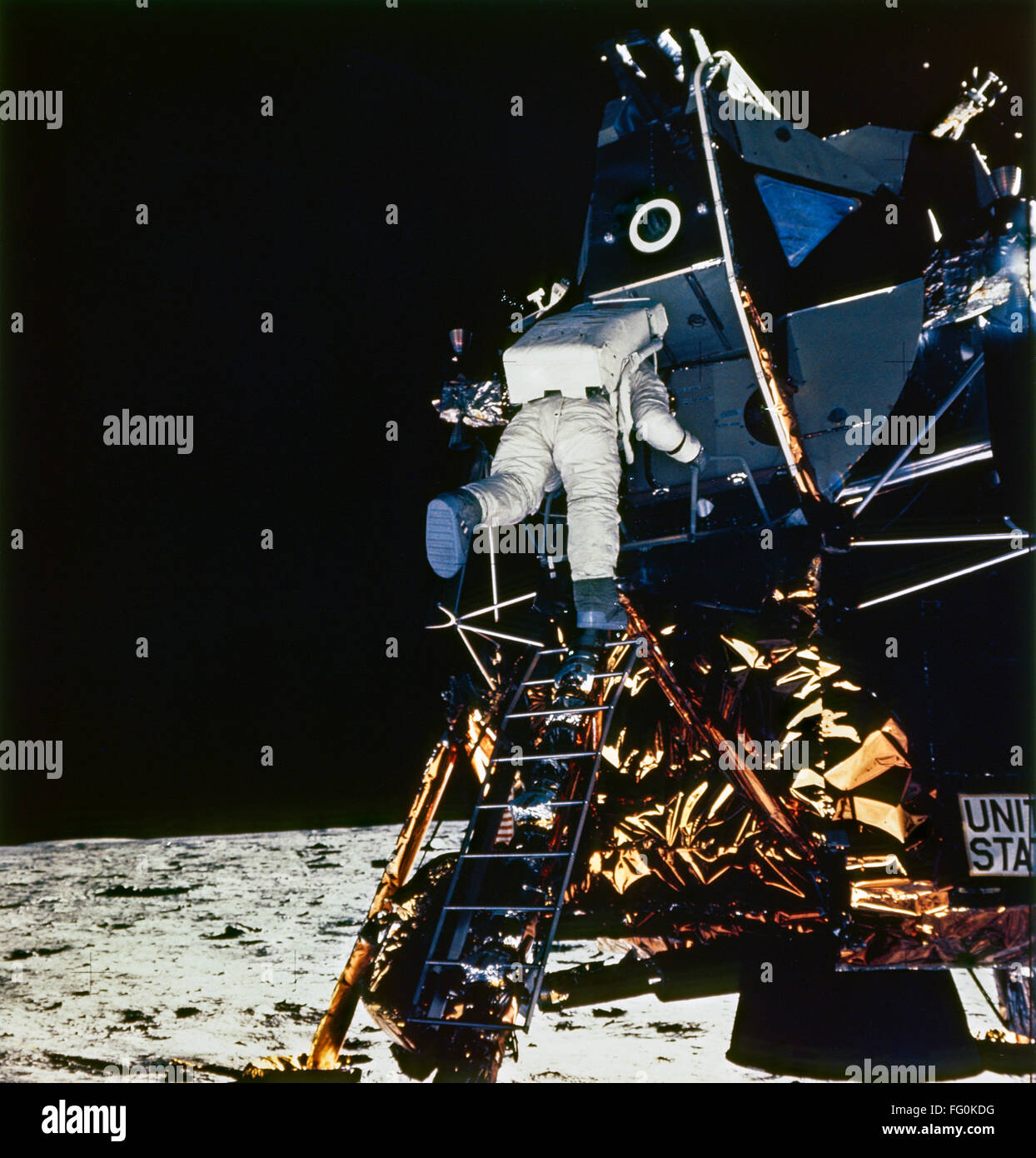 APOLLO 11: LANDING, 1969. /nAstronaut Edwin 'Buzz' Aldrin descending ...