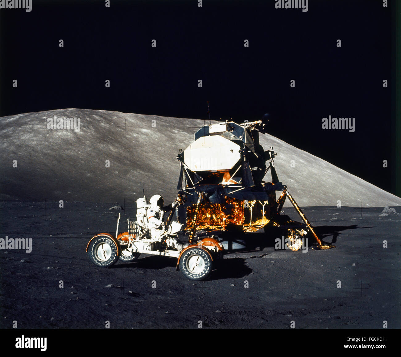 APOLLO 17: ROVER, 1972. /nAstronaut Eugene Cernan in the Lunar Roving ...