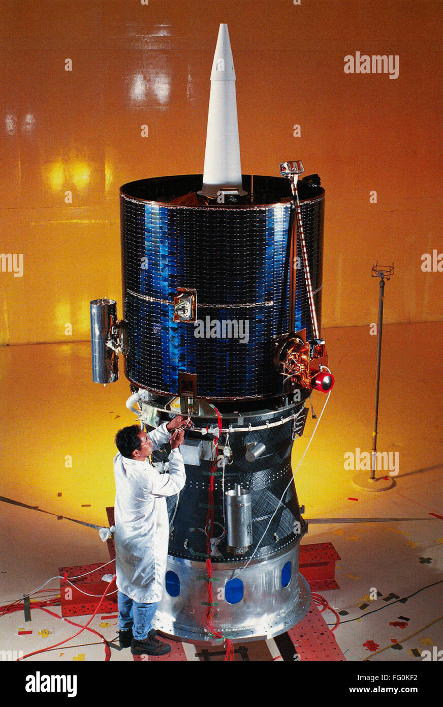 SPACE: LUNAR PROSPECTOR. /nThe Lunar Prospector spacecraft with solar ...