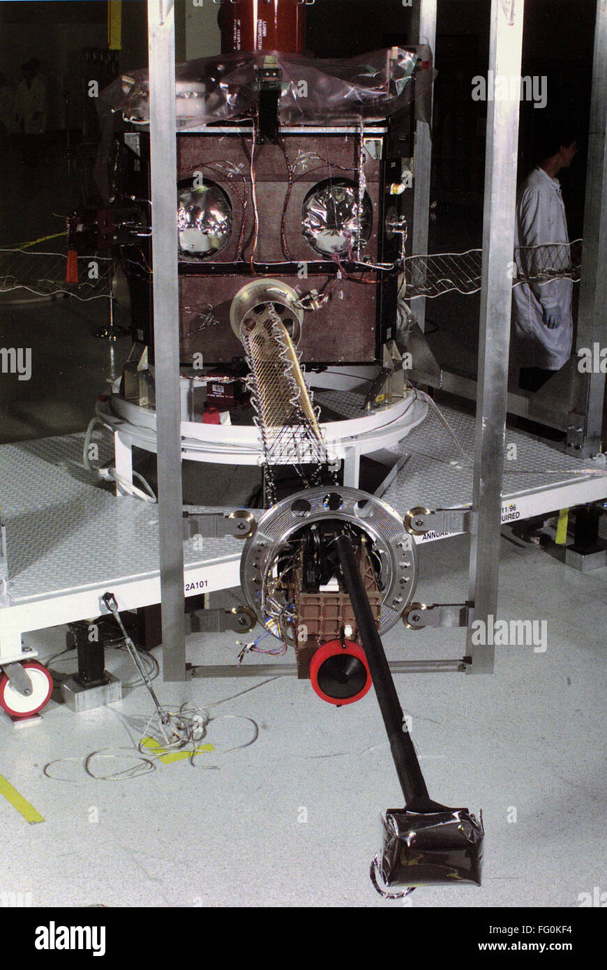 SPACE: LUNAR PROSPECTOR. /nThe Lunar Prospector undergoing testing at ...