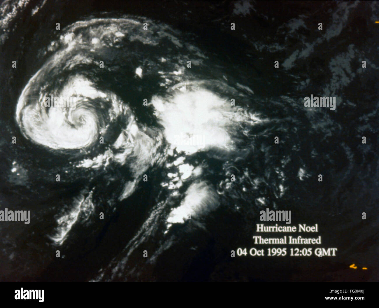 HURRICANE NOEL, 1995. /nWeather satellite image of Hurricane Noel in the Atlantic Ocean, 4 ...
