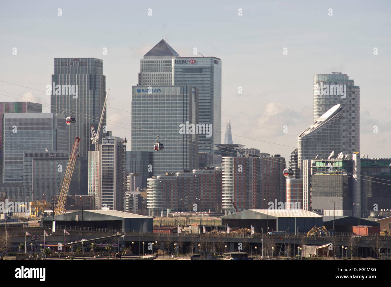 Views of Canary Wharf fand the Emirates Air Line cable car from Excel ...