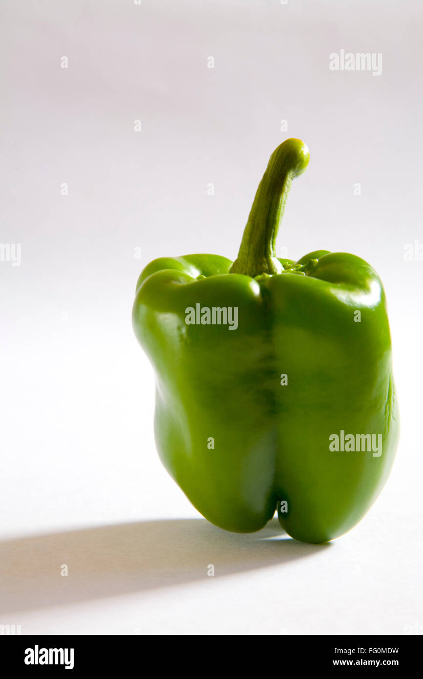 Concept Indian spice chilli green capsicum shimla mirch on white ...