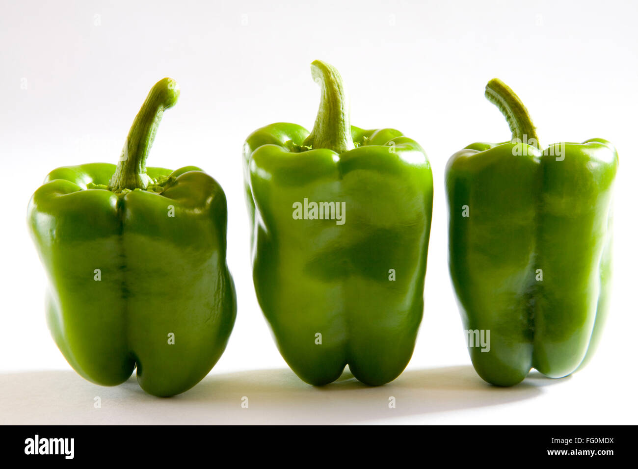 Concept Indian spice chilli green capsicum shimla mirch on white ...