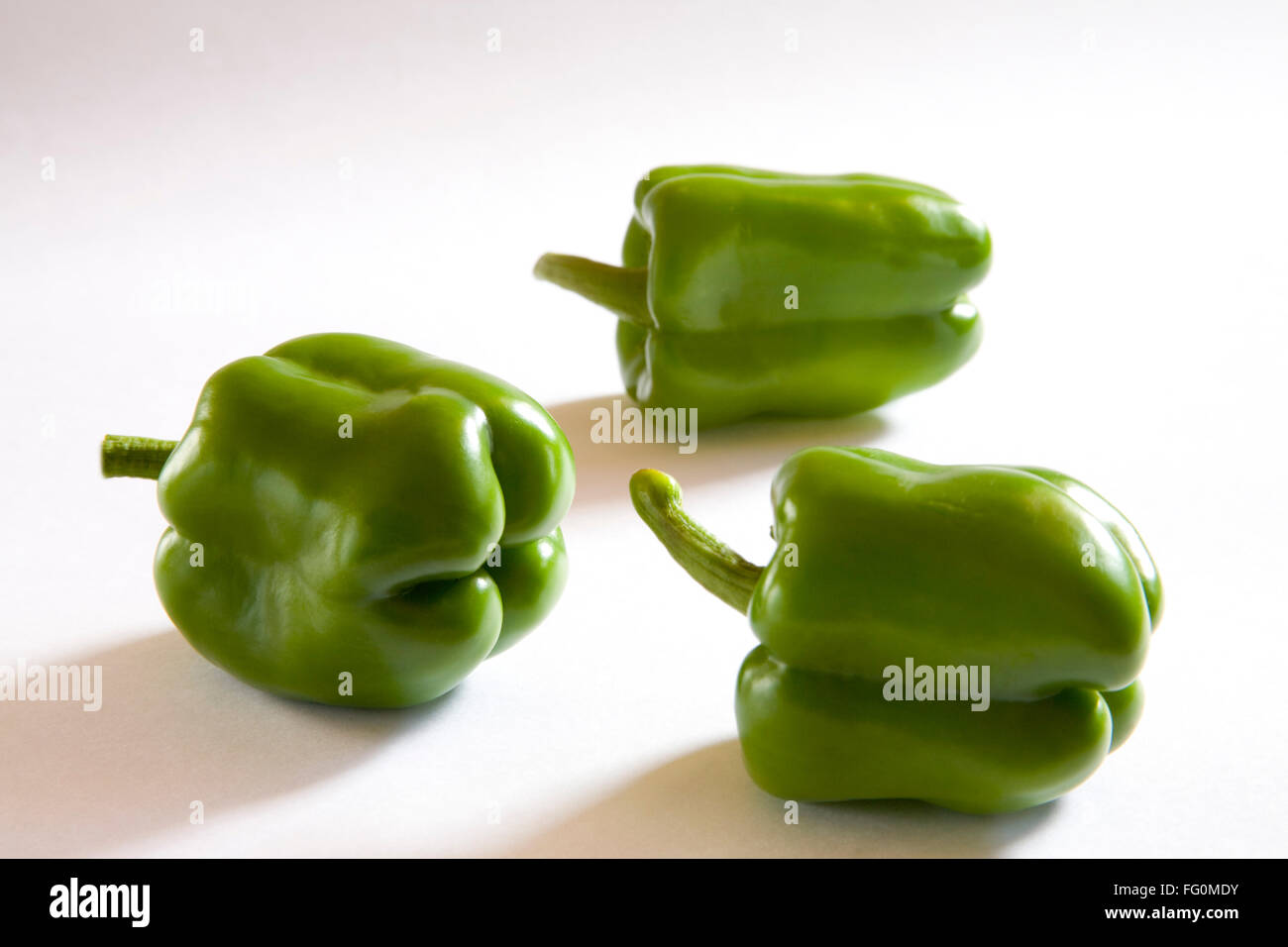 Concept Indian spice chilli green capsicum shimla mirch on white ...