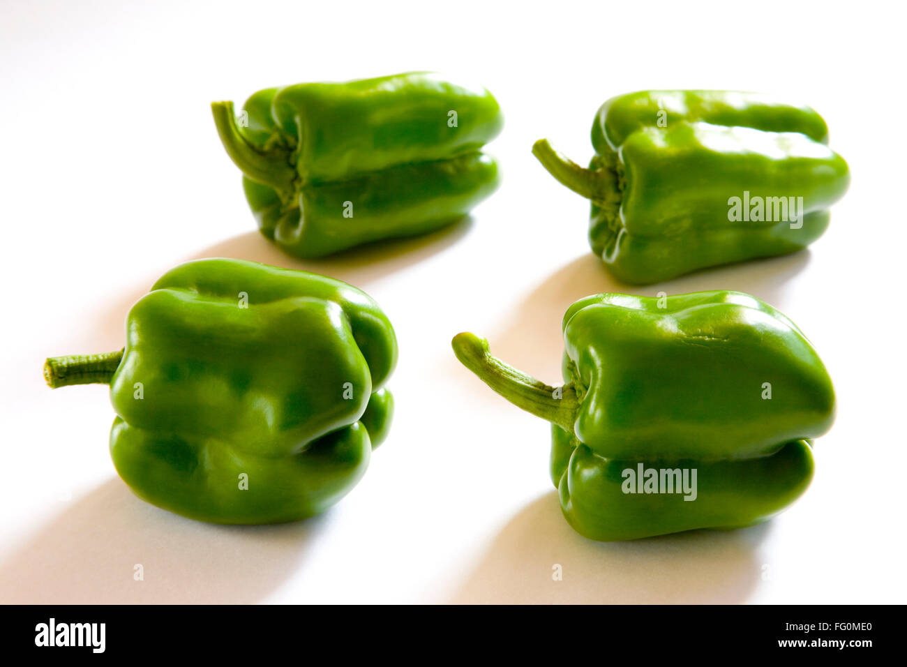 Concept Indian spice chilli green capsicum shimla mirch on white ...