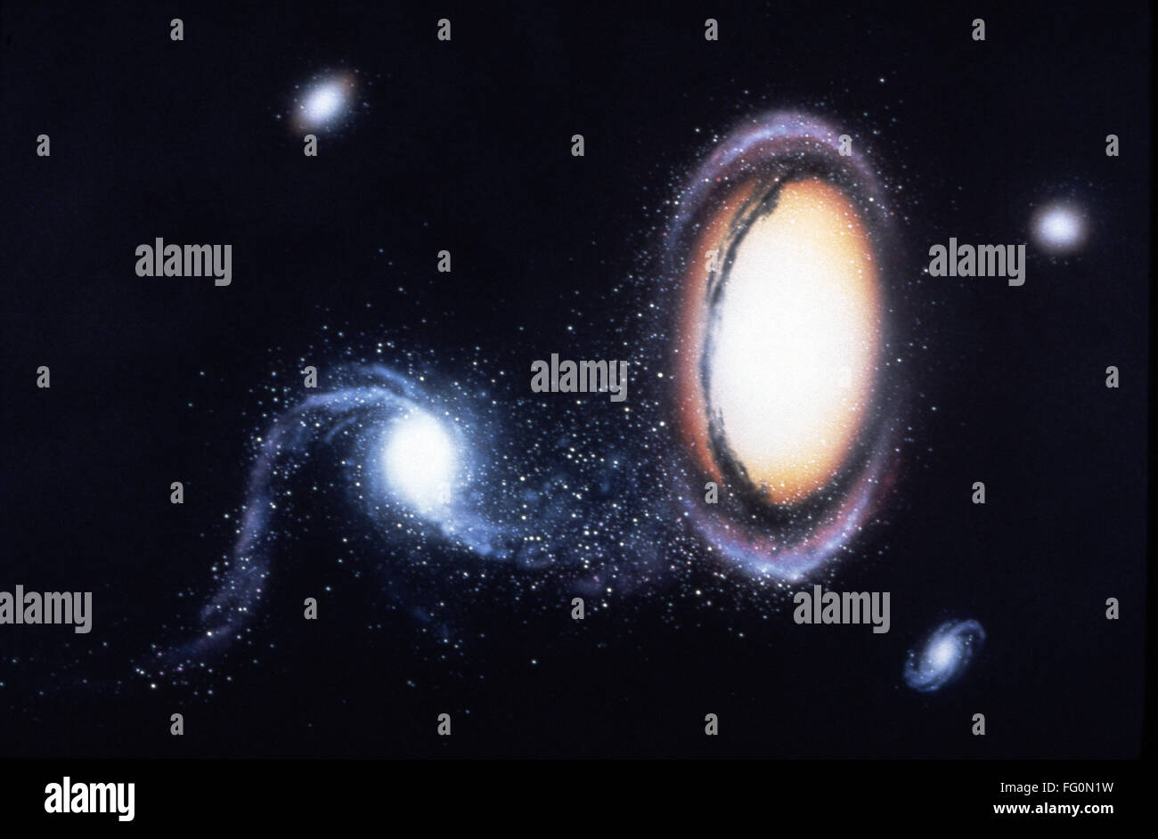 SPACE: QUASARS. /nSeveral quasars interacting with each other ...