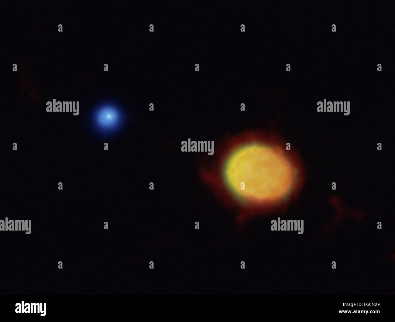 SPACE: BINARY STAR. /nA binary star consisting of a white dwarf and red ...
