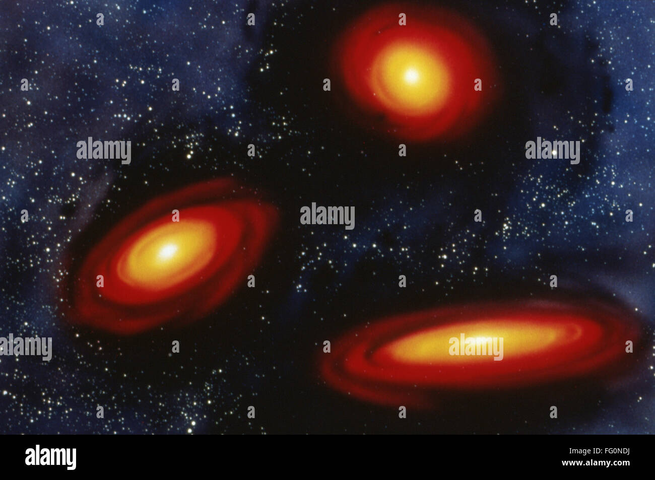 SPACE: TRIPLE STAR SYSTEM. /nThree protostar disks, an early stage of ...