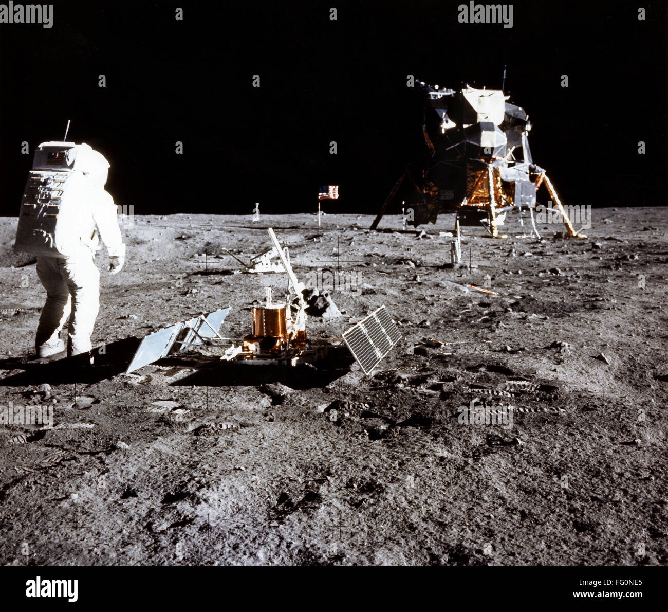 APOLLO 11, 1969. /nAstronaut Edwin 'Buzz' Aldrin standing next to the ...