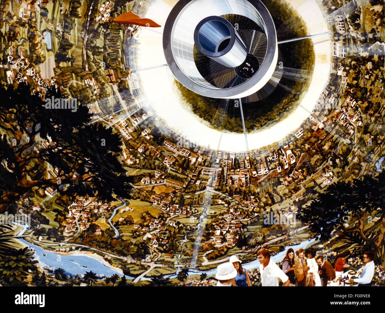 SPACE COLONY, 1976. /nConceptual illustration of a 10,000 inhabitant ...