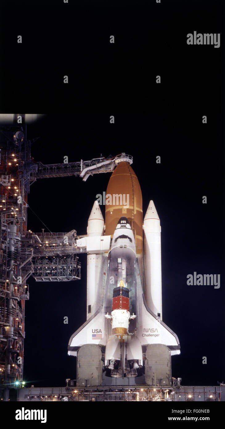 SPACE SHUTTLE CHALLENGER. /nComposite photograph that shows the ...