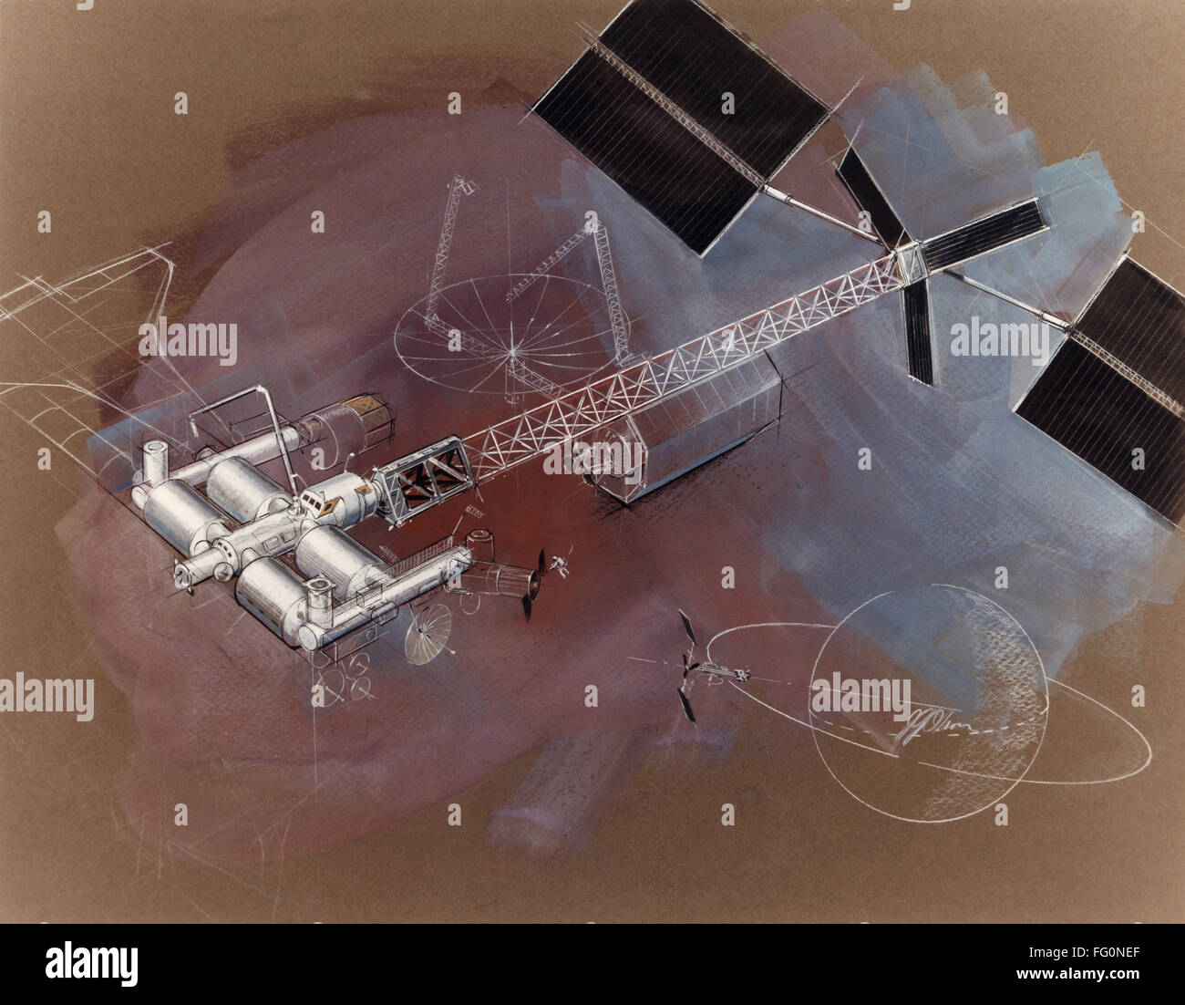 SPACE: SPACE STATION. /nDesign for a space station, envisioned by NASA ...