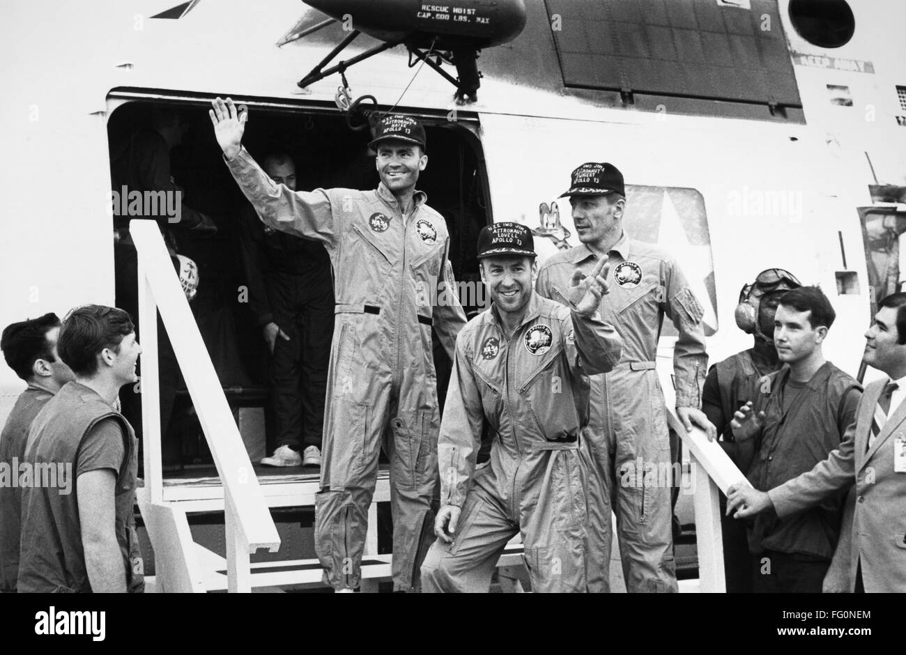 APOLLO 13: RESCUE, 1970. /nAstronauts Fred Haise, James Lovell and John ...