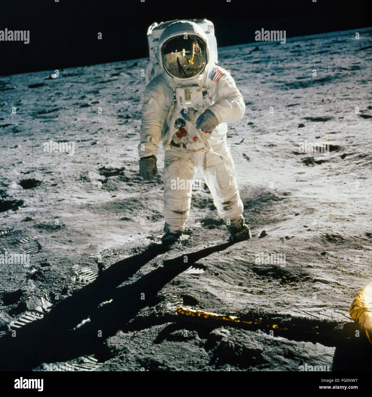 APOLLO 11: BUZZ ALDRIN. /nAstronaut Edwin 'Buzz' Aldrin standing on the ...